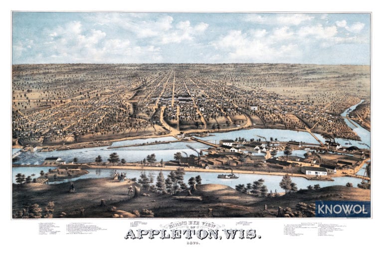 Beautifully detailed map of Appleton, Wisconsin in 1874 - KNOWOL