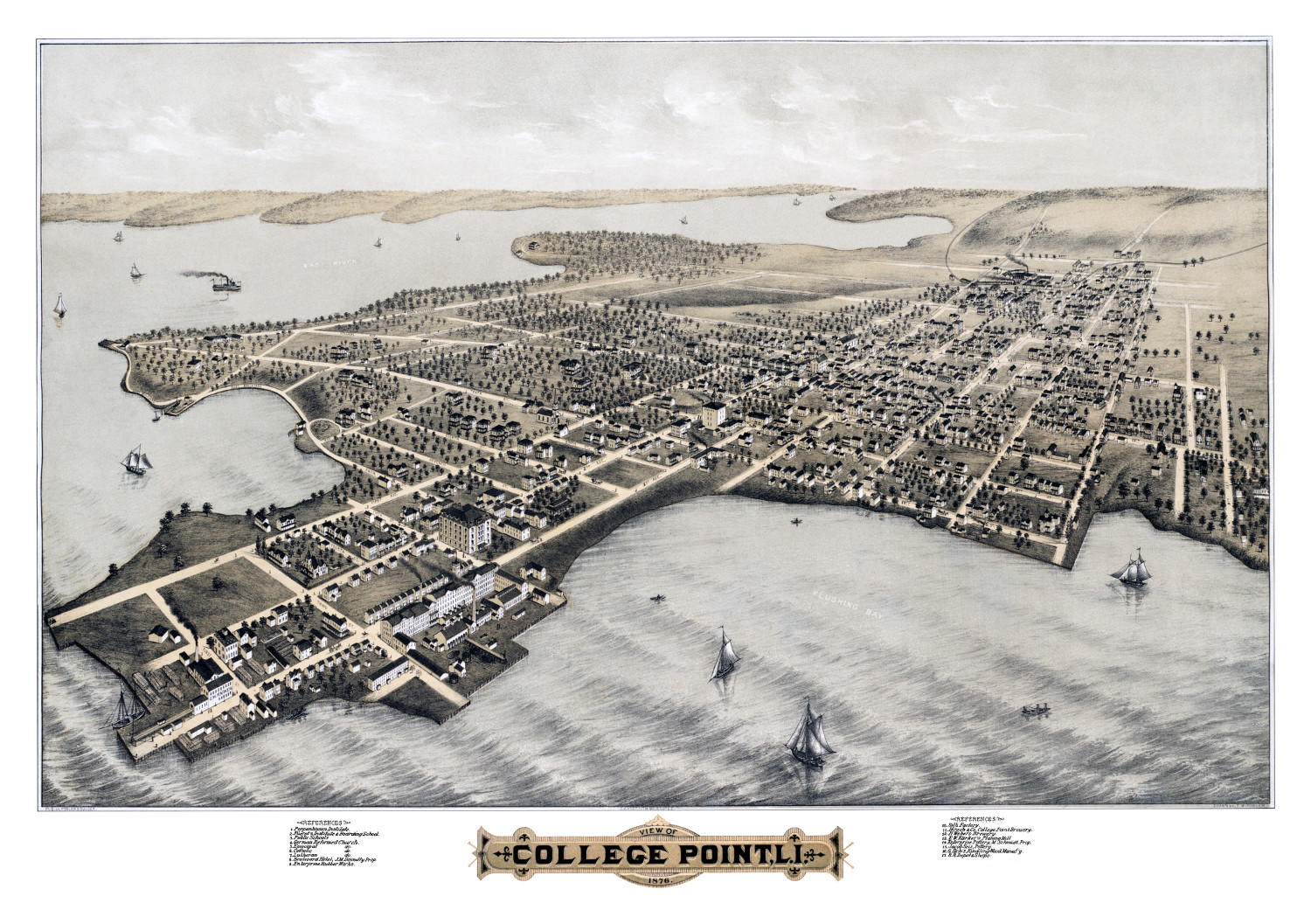 Beautifully restored map of College Point, Queens from 1876 - KNOWOL