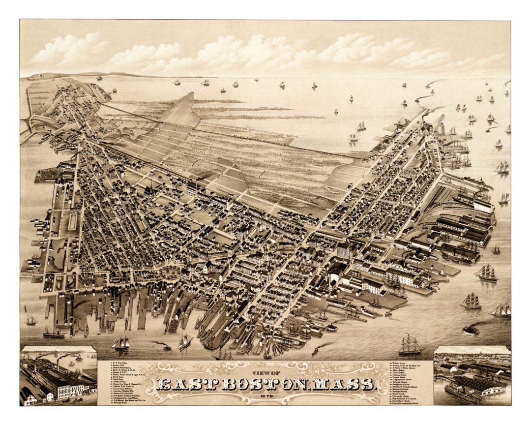 Beautifully restored map of East Boston, Massachusetts from 1879 - KNOWOL