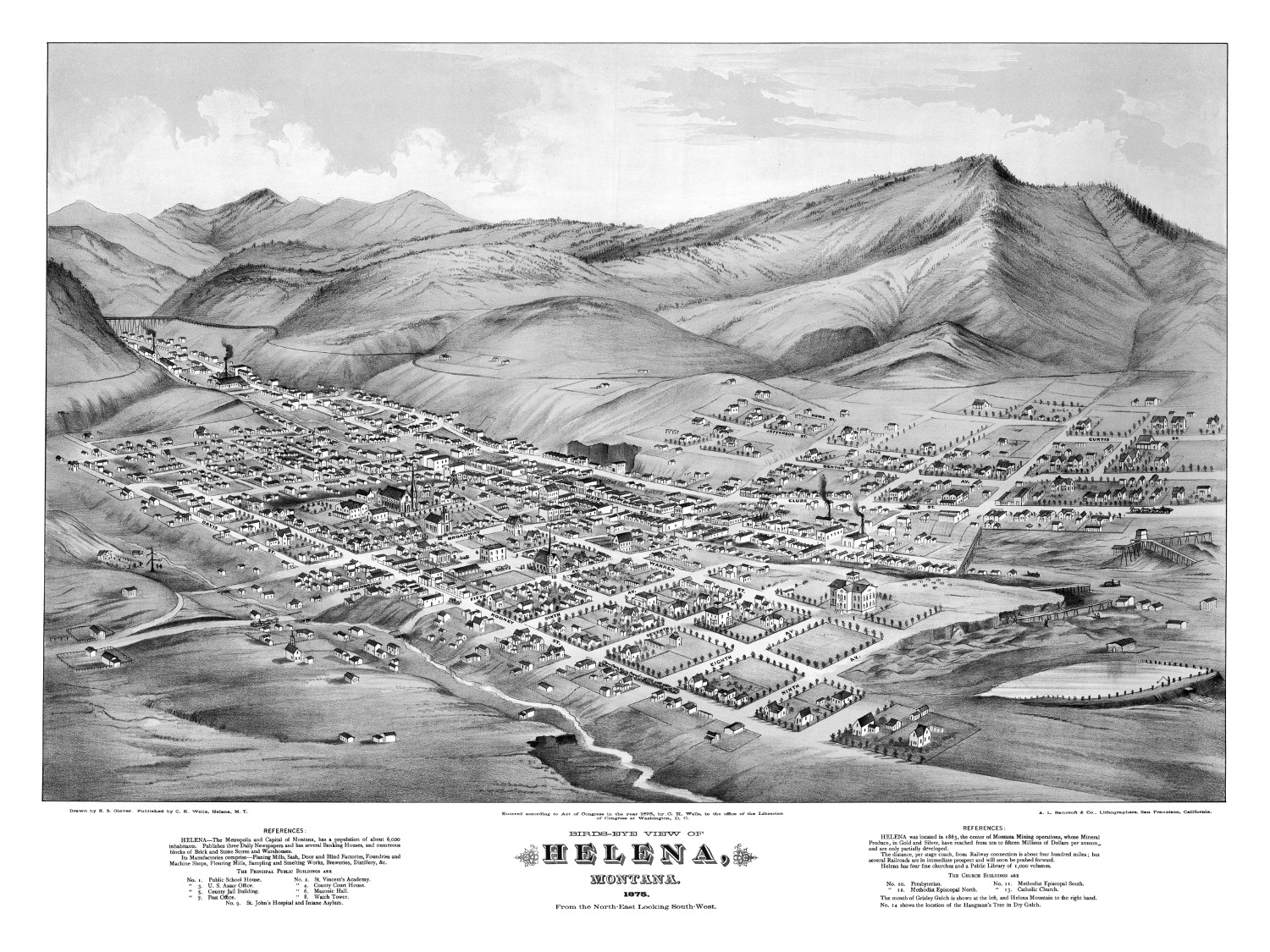 Beautifully detailed map of Helena, Montana from 1875 - KNOWOL