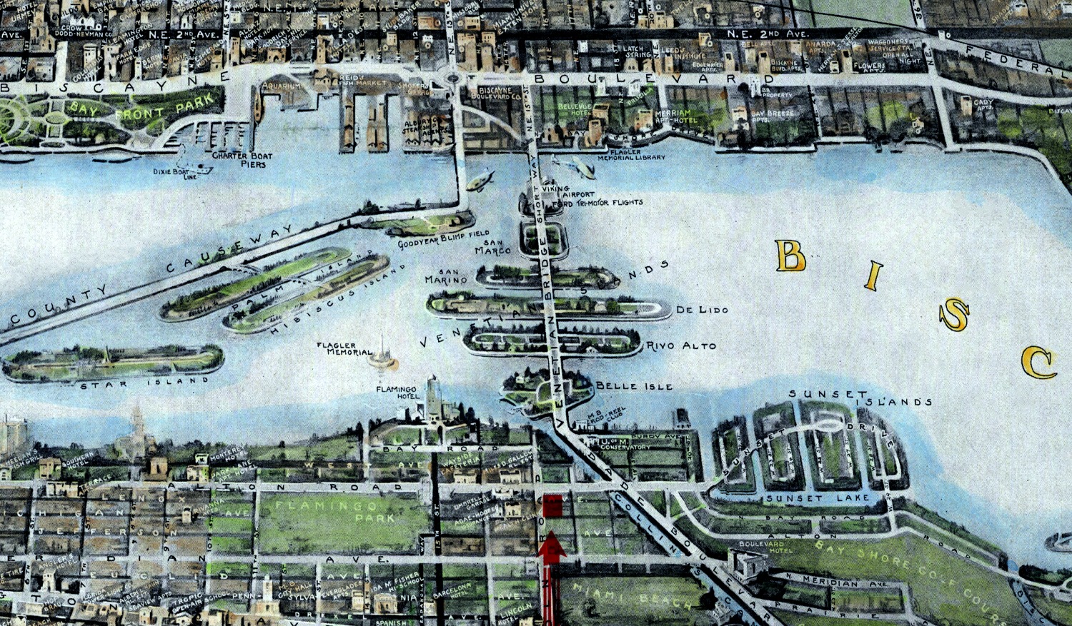 Beautifully restored map of Miami, Florida from 1934 - KNOWOL