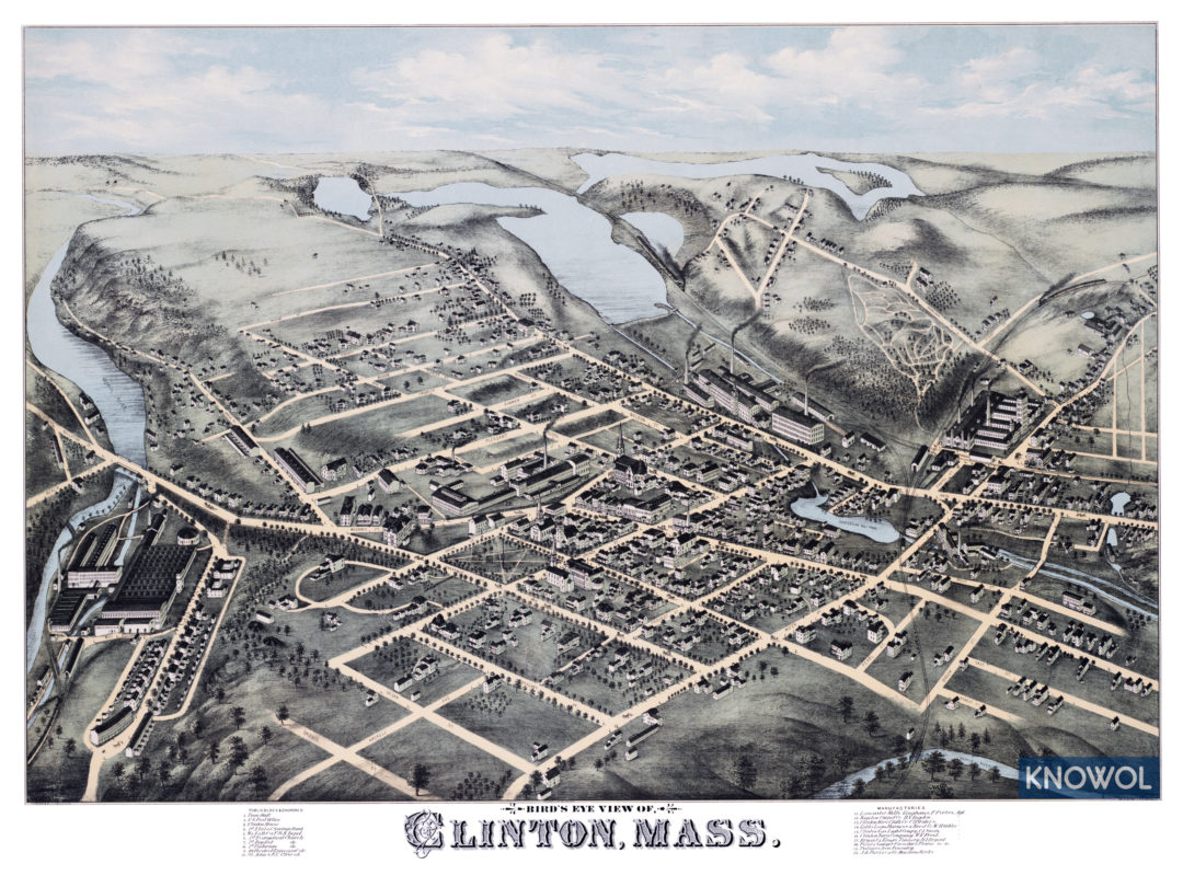 Beautifully restored map of Clinton, MA from 1876 - KNOWOL