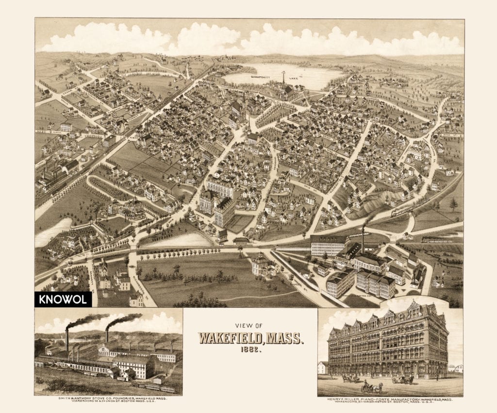 Beautiful Map of Wakefield, Mass from 1882 - KNOWOL