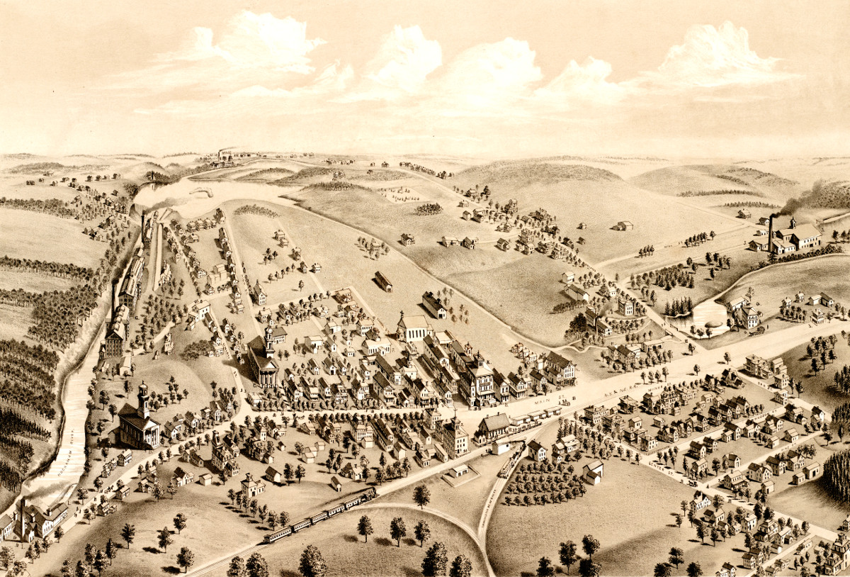 Amazing Vintage Map of Manchester, CT in 1880 - KNOWOL