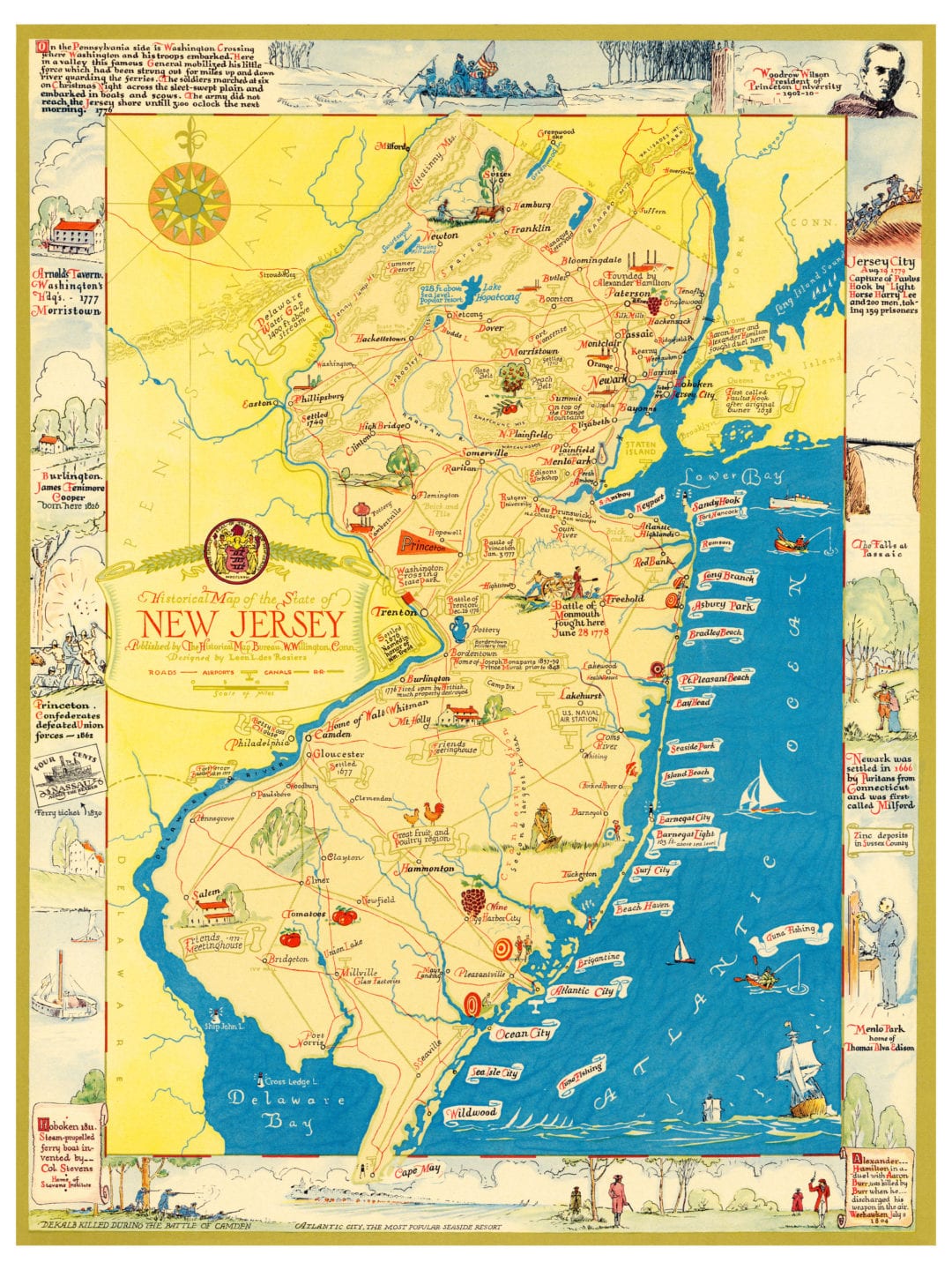 Amazing map of New Jersey filled with historical trivia - KNOWOL