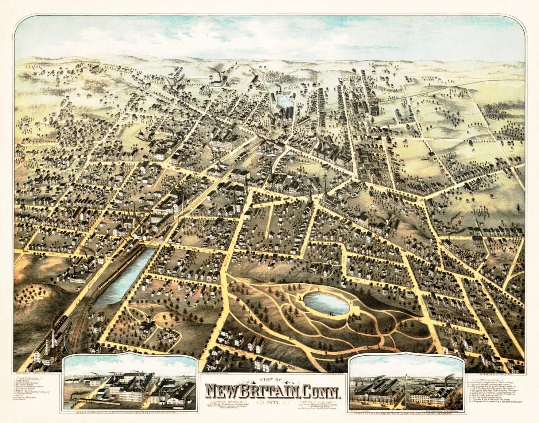 Amazing old map of New Britain, Connecticut from 1875 – KNOWOL