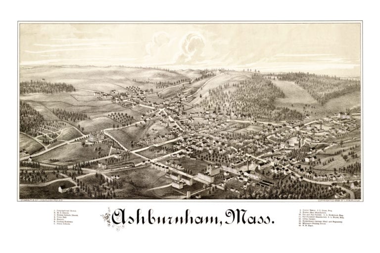Old map of Ashburnham, Massachusetts from 1886 - KNOWOL