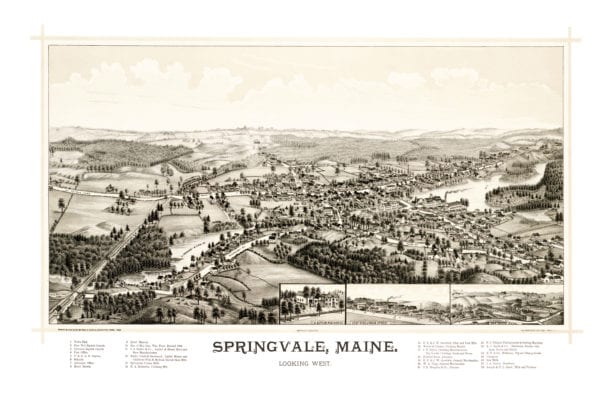 Historic old map of Springvale, Maine from 1888 - KNOWOL