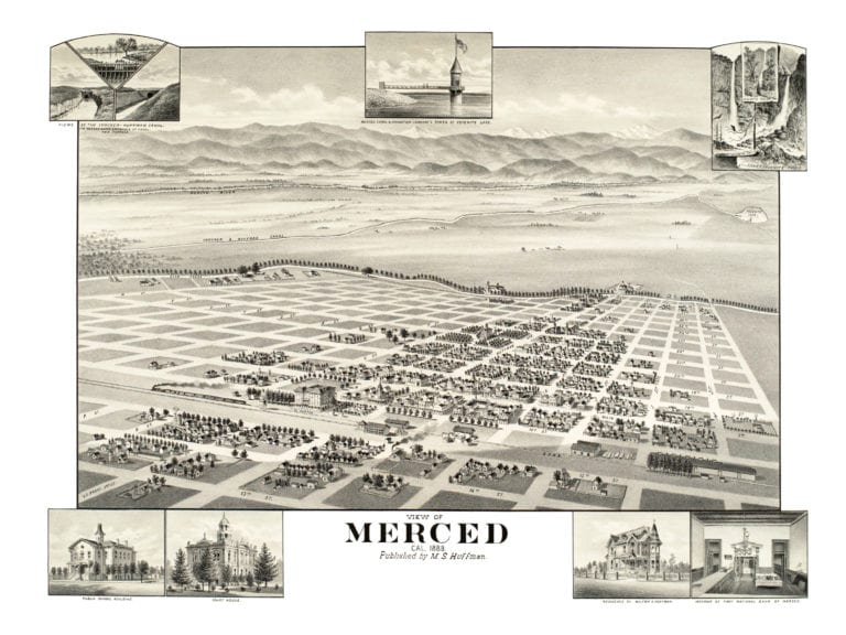 Beautifully restored map of Merced, California from 1888 - KNOWOL