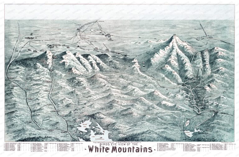 Beautifully detailed map of the White Mountains from 1890 - KNOWOL