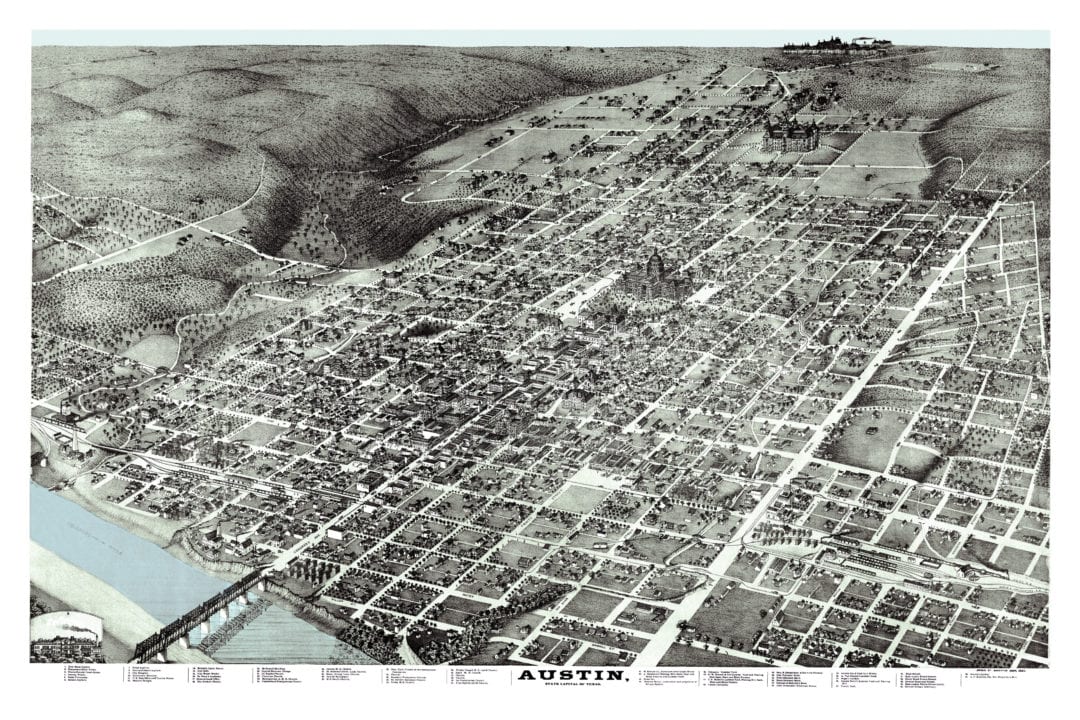 Historic Bird’s Eye View of Austin, Texas in 1887 - KNOWOL