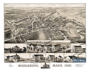 Historic map of Middleboro, MA from 1881 - KNOWOL