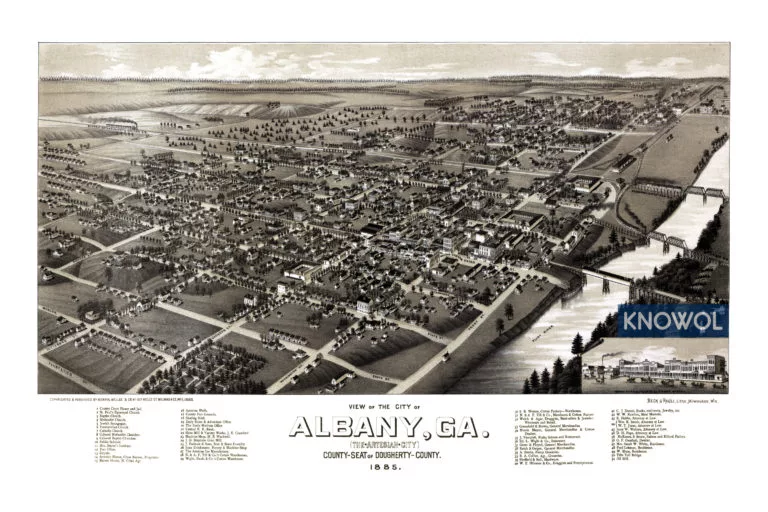 Beautifully restored map of Albany, Georgia from 1885