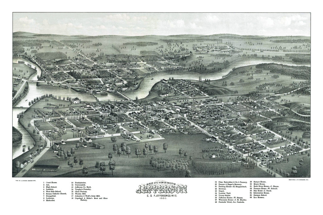 Beautifully restored map of Jefferson, Wisconsin in 1880 - KNOWOL