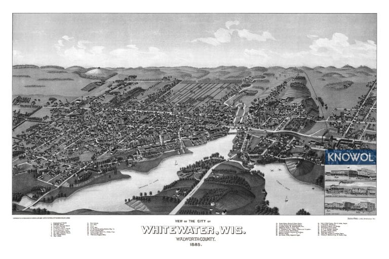 Beautifully restored map of Whitewater, Wisconsin from 1885 - KNOWOL