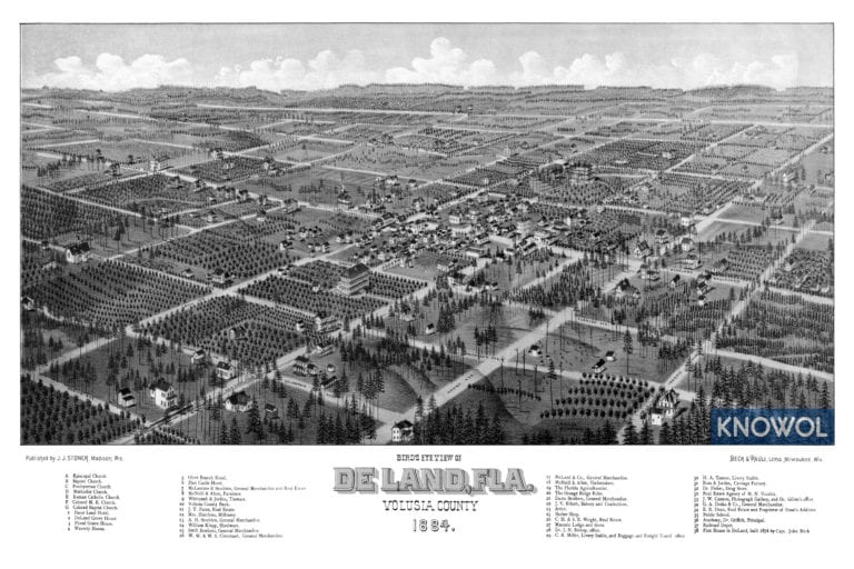 Beautifully restored map of DeLand, Florida from 1884 – KNOWOL