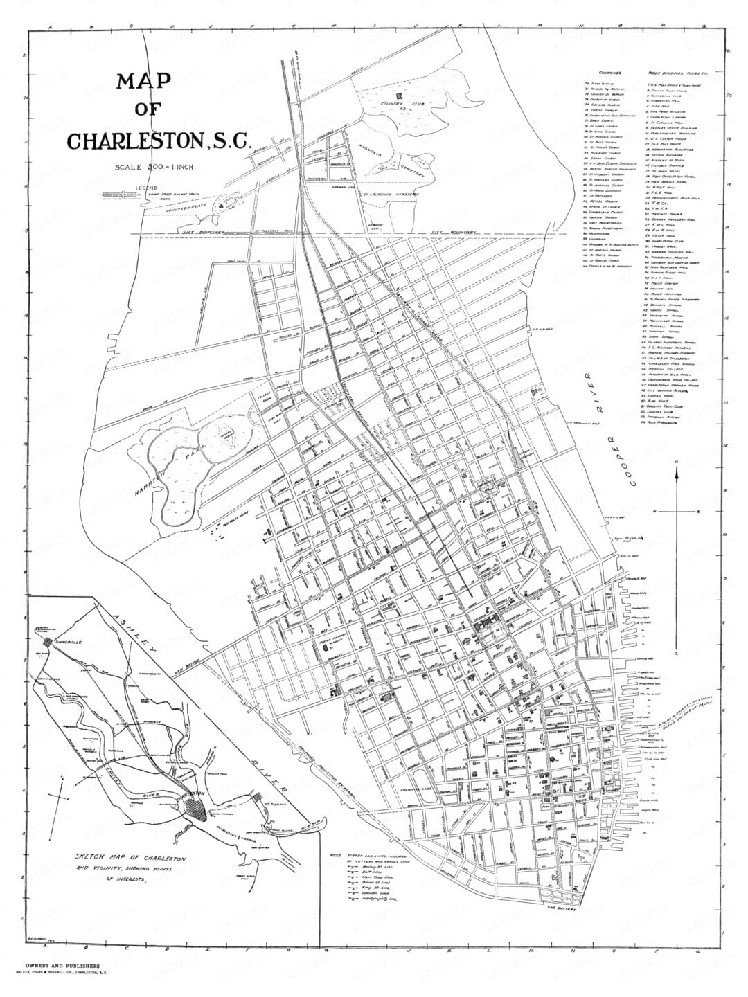 Historic Street Map of Charleston, South Carolina from 1912 - KNOWOL