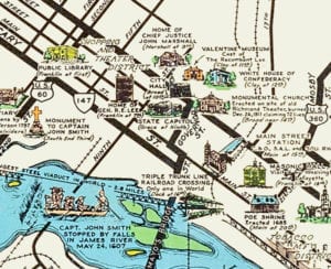 Beautifully Illustrated Pictorial Map of Richmond, VA from 1937 - KNOWOL