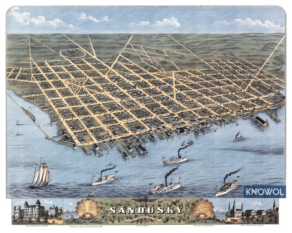 Beautifully restored map of Sandusky, Ohio from 1870 - KNOWOL
