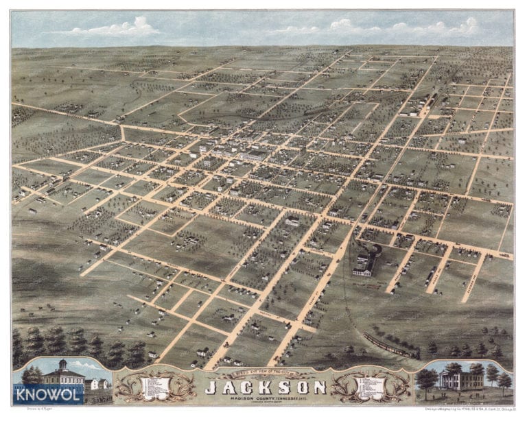 Beautifully restored map of Jackson, Tennessee from 1870 - KNOWOL